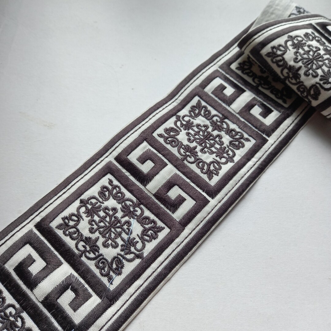 Drapery Trim Black Floral Greek for Curtain, Fabric Ribbon Trimming 2 3 ...