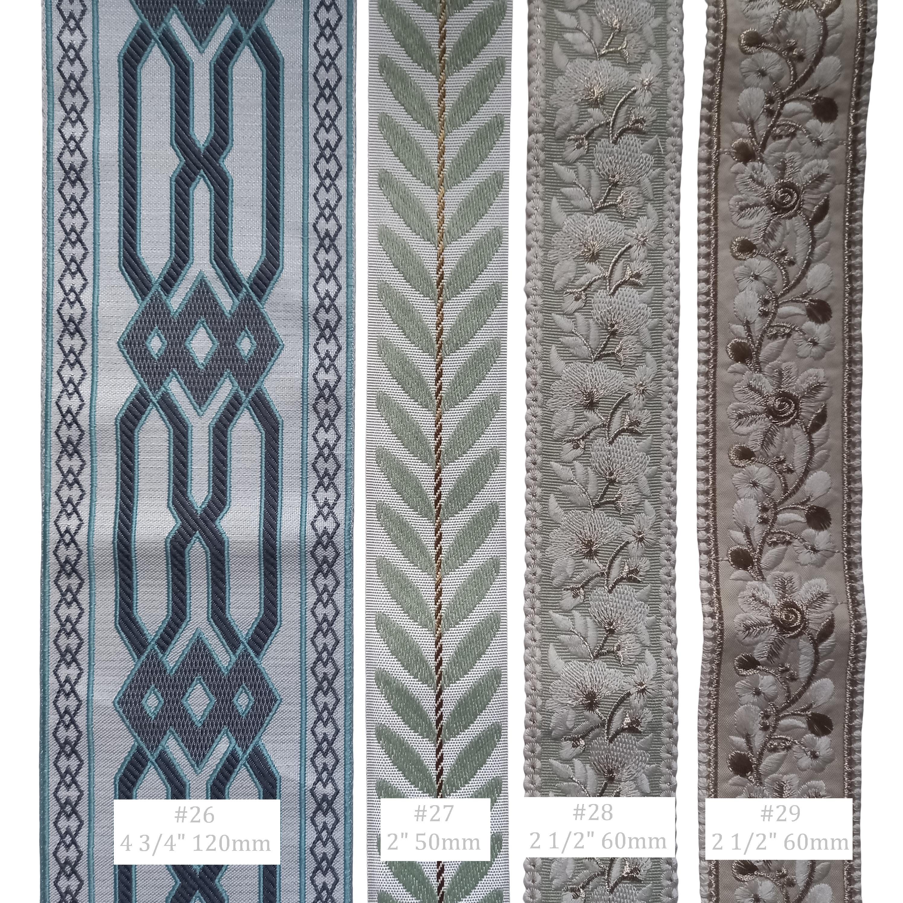 Green Drapery Trim Tape 2 1/2 - 3 1/2 Inch, Wide Curtain Border Edging ...