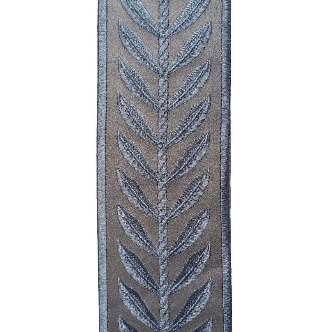 Light Blue Crest Curtain Drapery Trim on Pale Gray Suede Fabric 3 1/2 ...