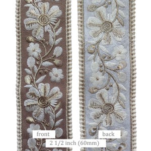 Tan Floral Curtain Trim for Drapery Yard, 2 1/2" 60mm Embroidered ...