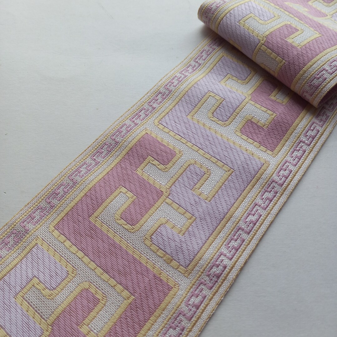 Curtain Trim Pink Greek Key for Drapery, Fabric Trimming Tape 3 1/2 ...