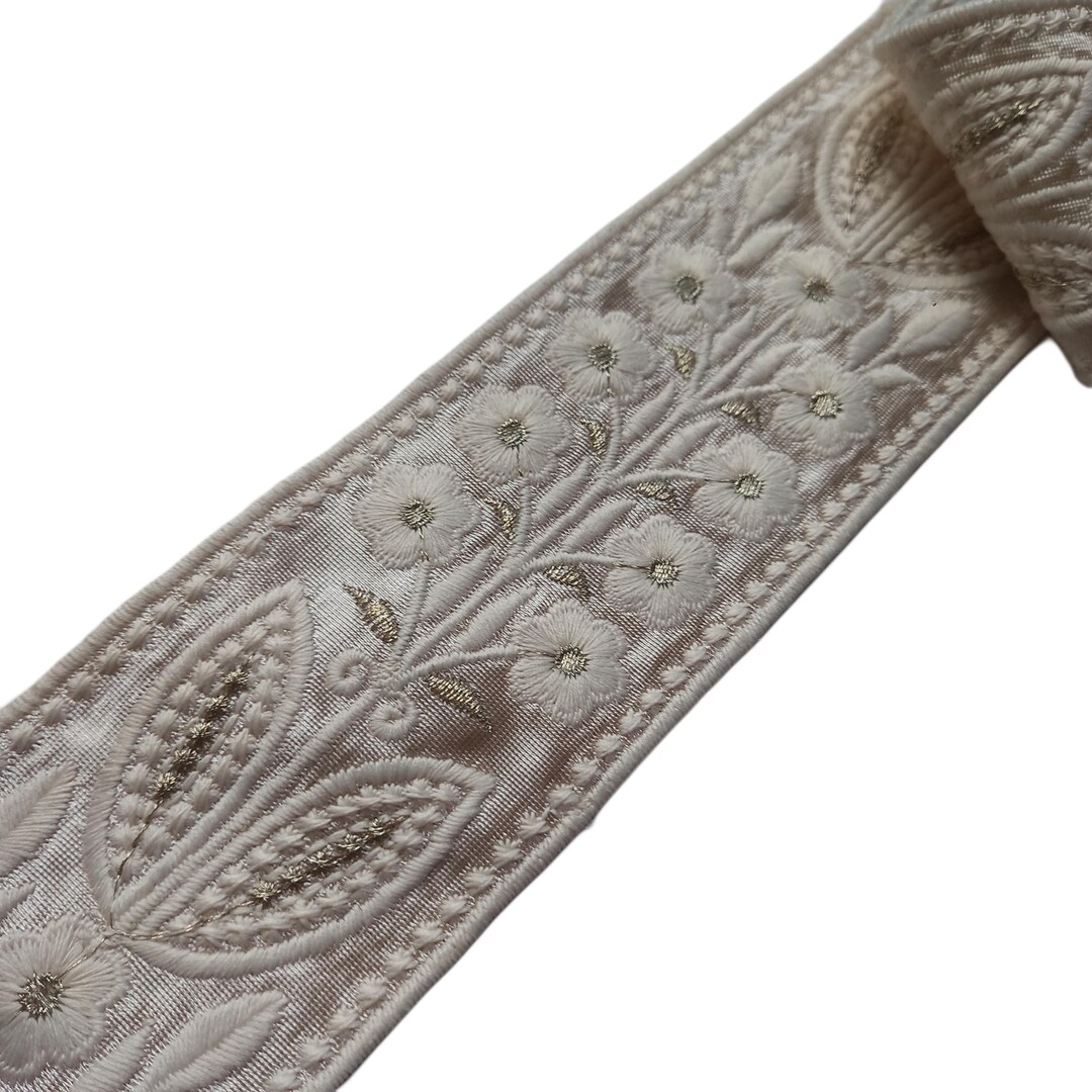 Embroidered Curtain Trim Wide 2 3/4 Inch: Drapery Beige Fabric Tape - Etsy