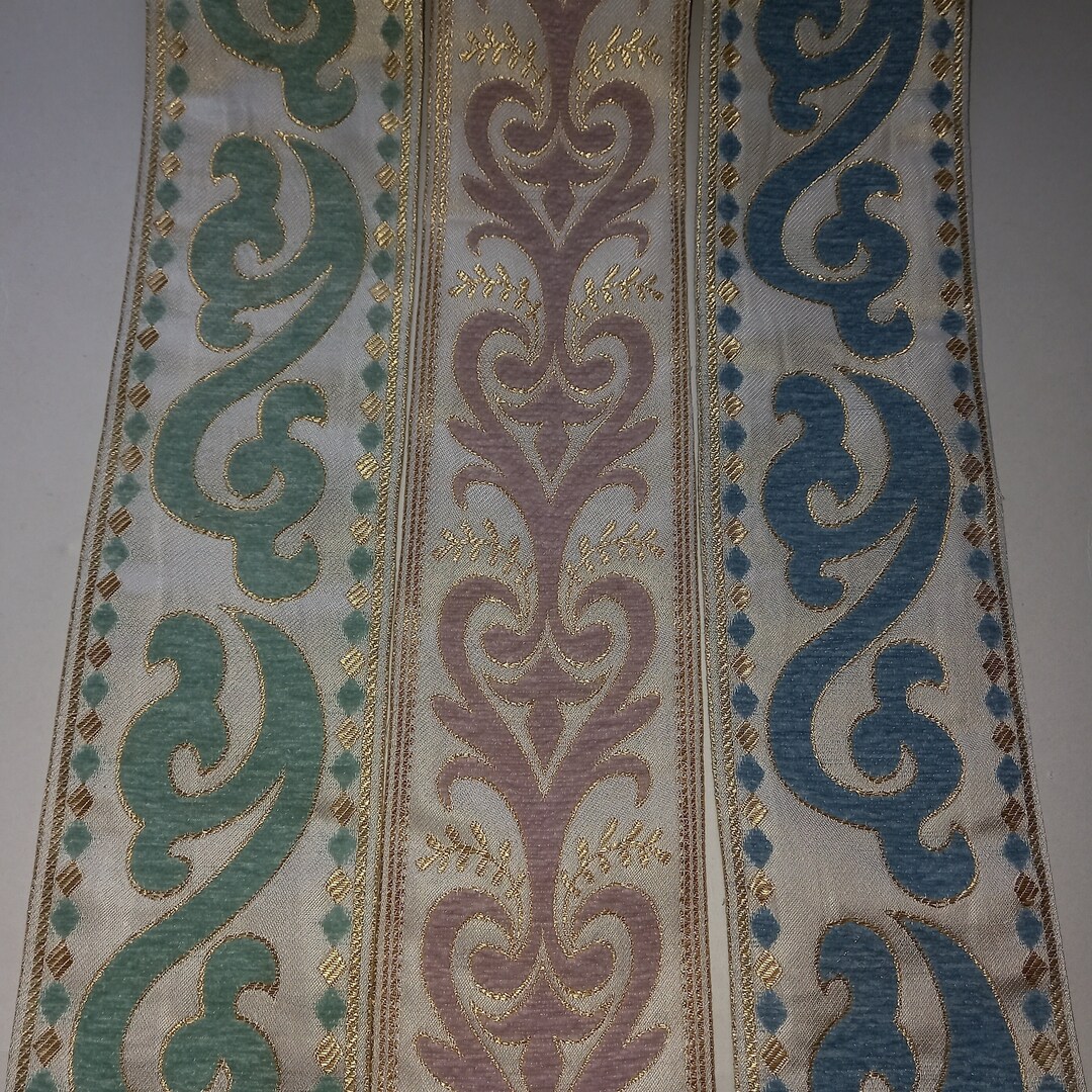 Velvet Curtain Trim Damask Swirl 3 1/2 Inch, Drapery Border Fabric Tape ...