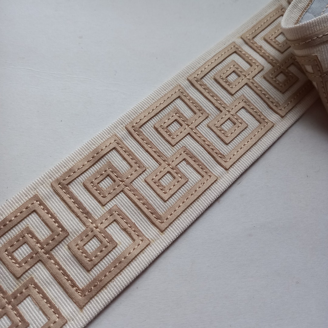 Curtain Drapery Fabric Trim Tape Beige Greek, Upholstery Drape Ribbon ...