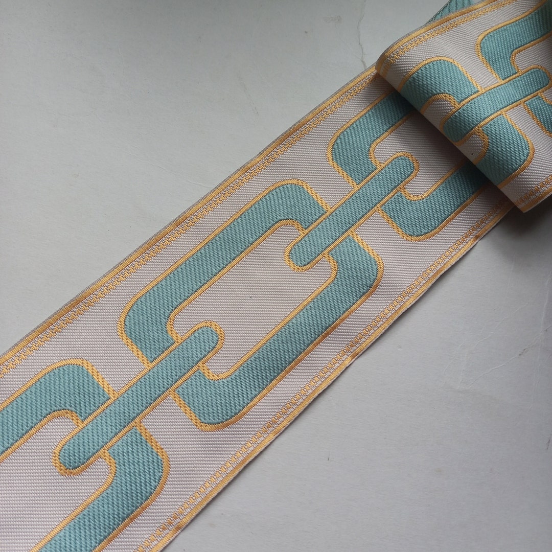 Curtain Trim Ivory Green for Drapery Drape Yard, Teal Chain Link ...
