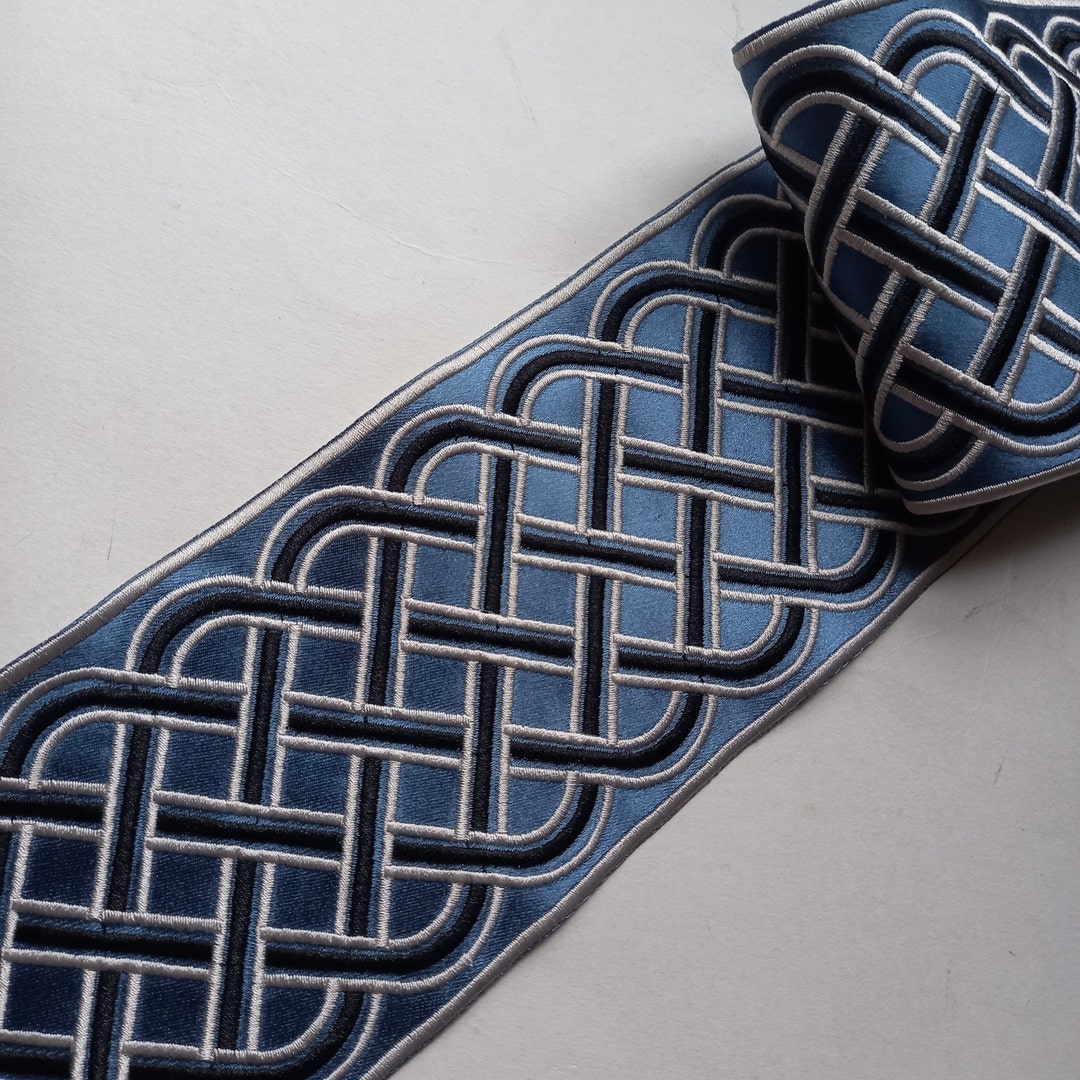Curtain Trim Blue Navy Celtic for Drapery, Fabric Upholstery Edging ...