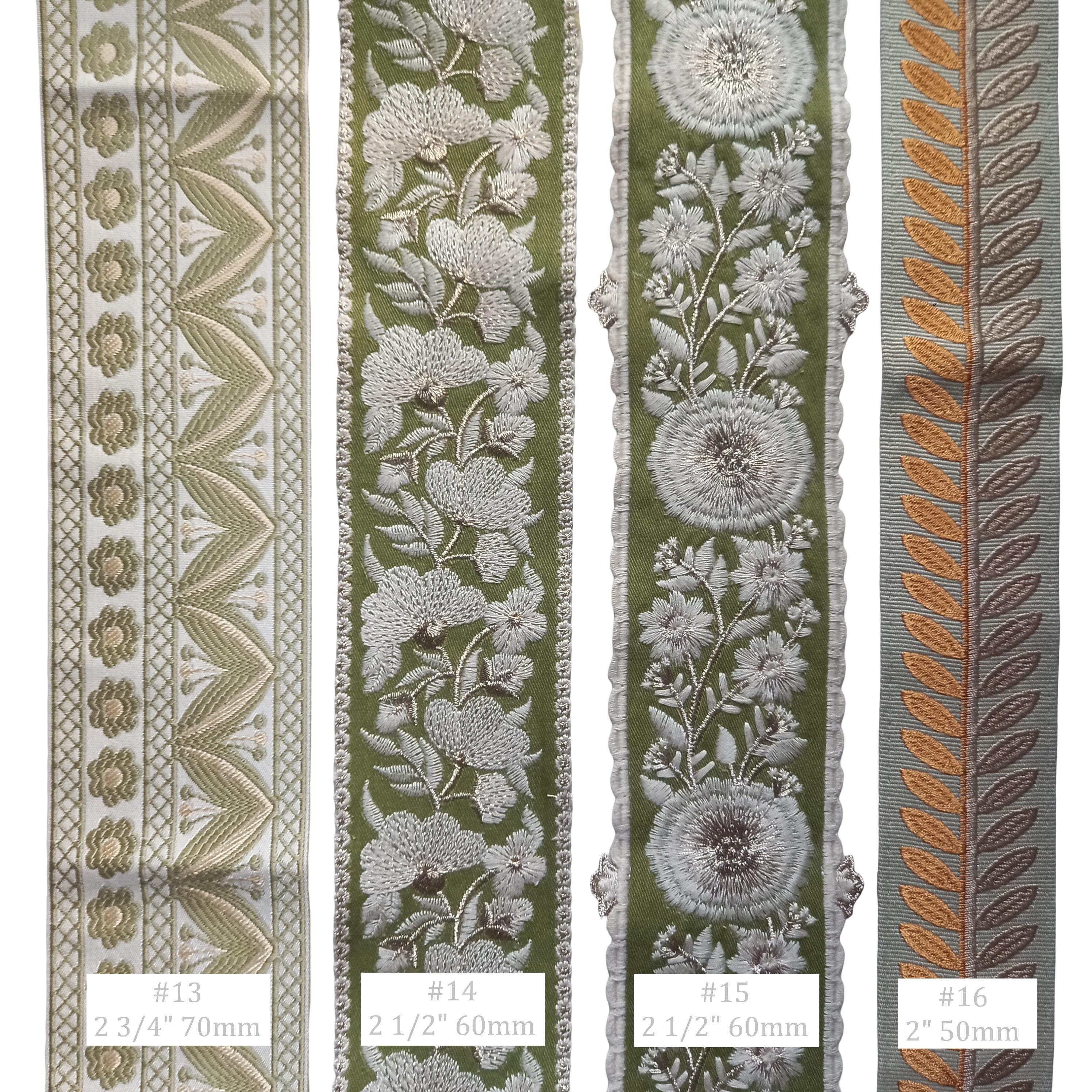 Green Drapery Trim Tape 2 1/2 - 3 1/2 Inch, Wide Curtain Border Edging ...