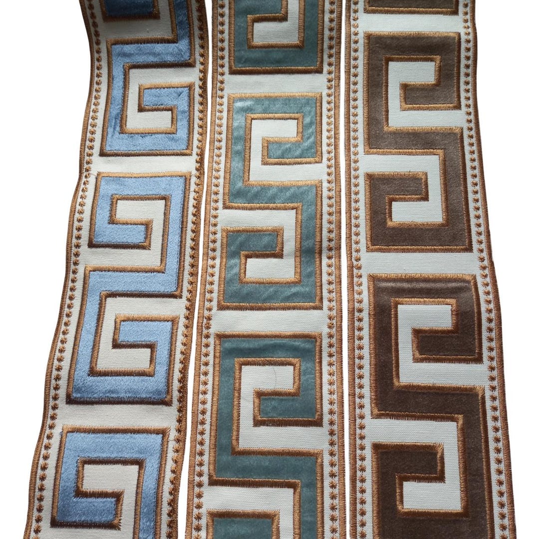 Greek Key Velvet Drapery Trim: 3 1/2" Curtain Ribbon Fabric Border - Etsy