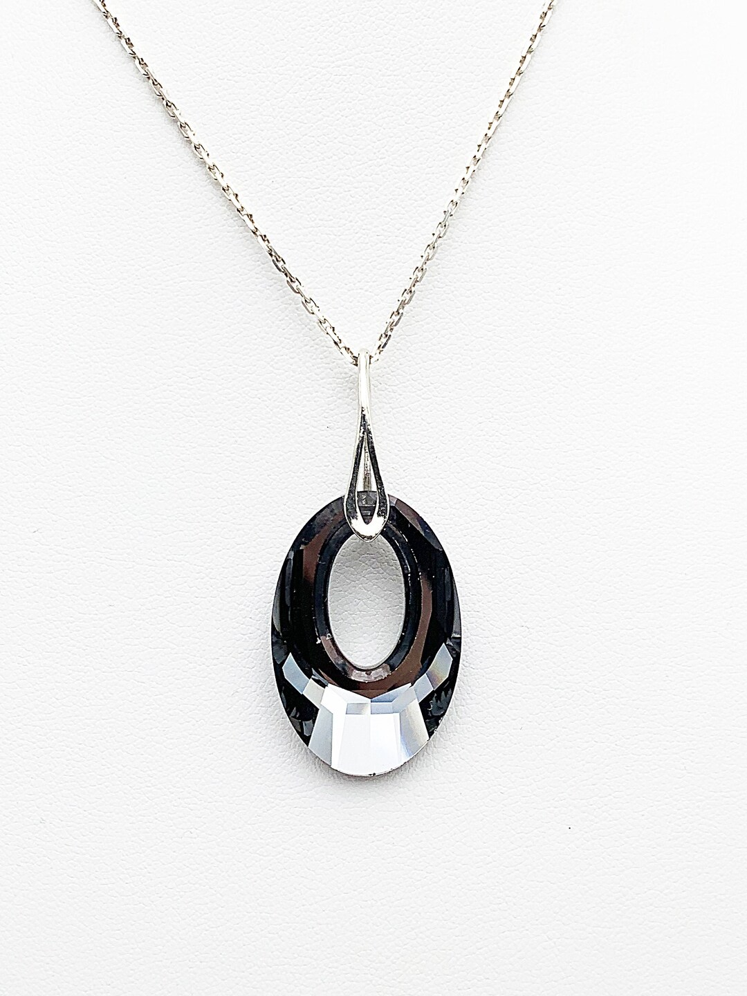 Helios Pendant Necklace in Black Swarovski Crystal, Crystal Silver ...