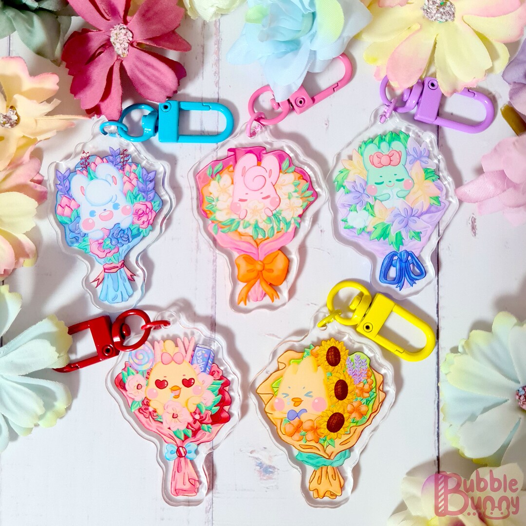 Poofie Family Bouquet Double Sided Acrylic Charms Cute - Etsy