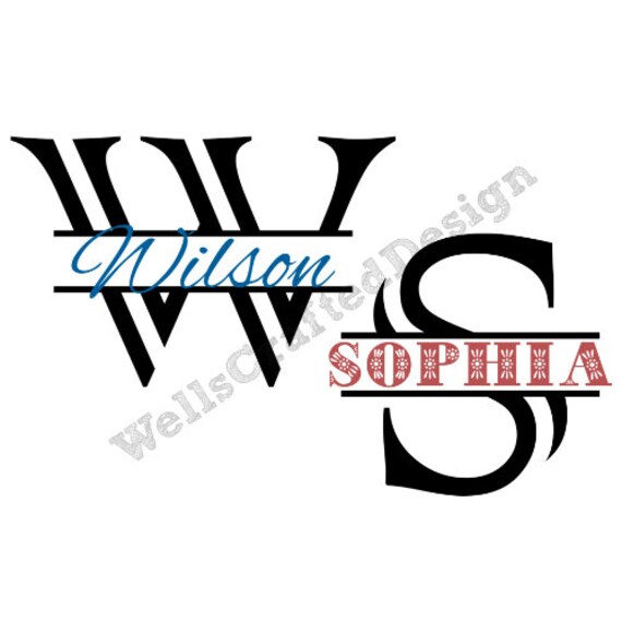 Split Monogram SVG Split Monogram Frame Alphabet Digital - Etsy