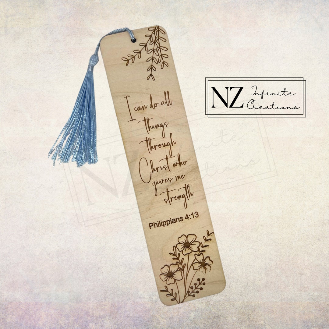 Philippians 4:13 Engraved Wood Bookmark Inspirational Verse, 2x8 With ...