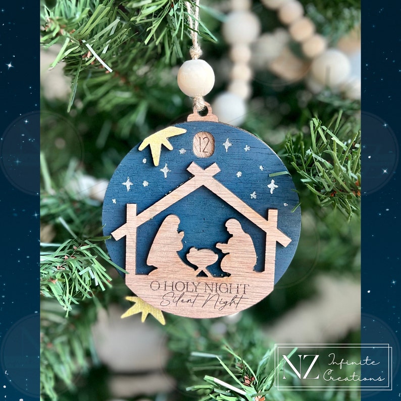 Nativity Countdown to Christmas Ornament Birth of Jesus Christ ...