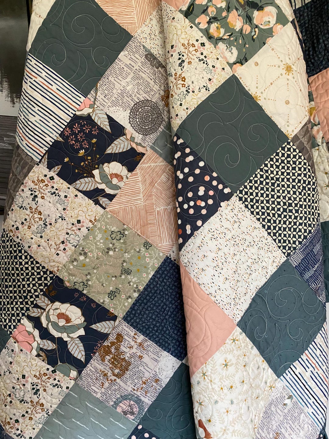 Blues and Blush Throw Quilt - Etsy