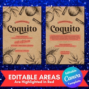 Editable Coquito Label Template - Natural Kraft Aesthetic, 4 X 6 Inch ...