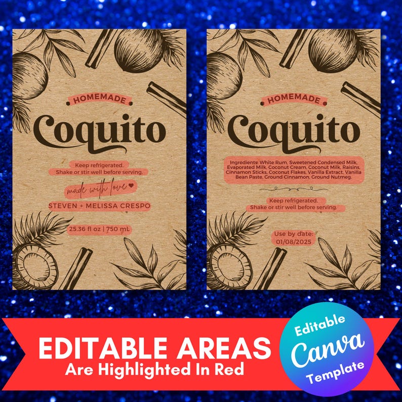 Editable Coquito Label Template - Natural Kraft Aesthetic, 4 X 6 Inch ...
