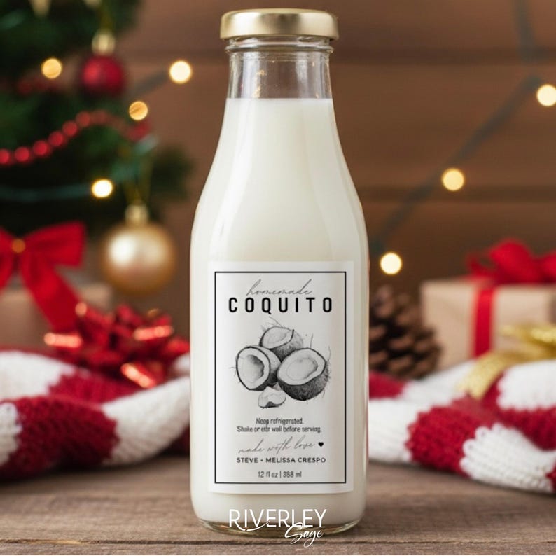 Customizable Coquito Label Template in Canva, Etiqueta De Coquito ...