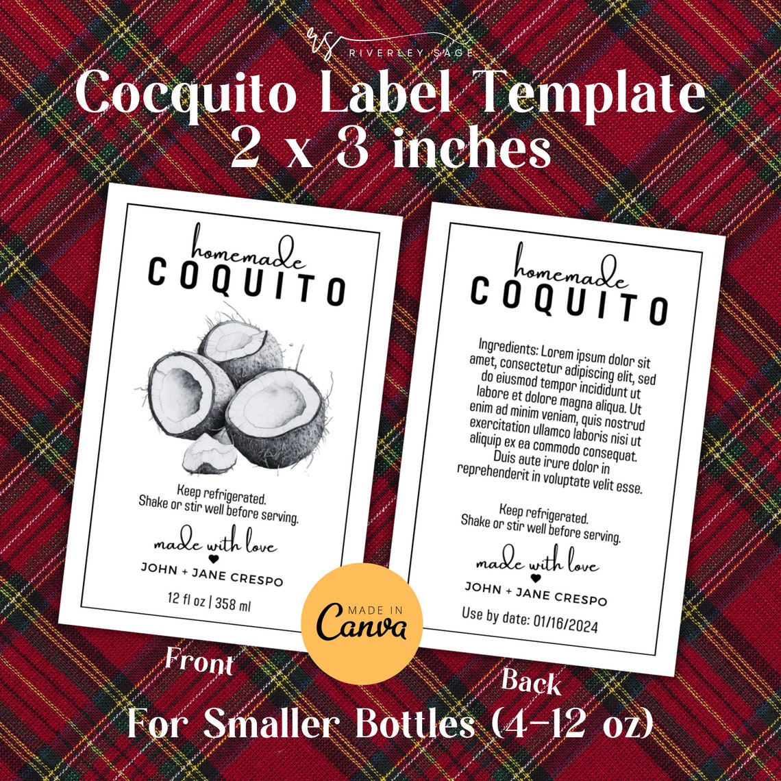 Customizable Coquito Label Template in Canva, Etiqueta De Coquito ...