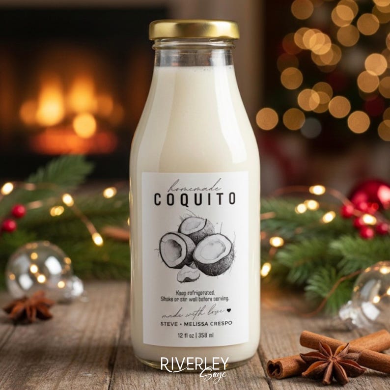 Customizable Coquito Label Template in Canva, Etiqueta De Coquito ...