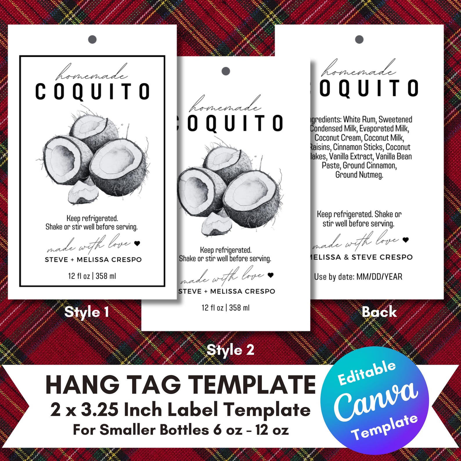 Editable Coquito Hang Tag Template, 2 X 3.25 Inch Label, Homemade ...
