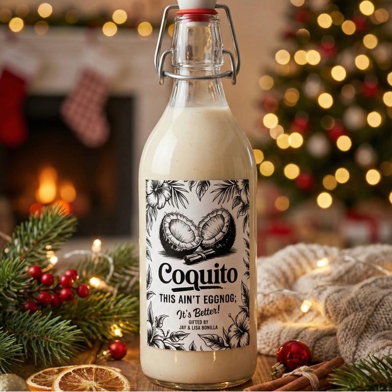 Personalizable Coquito Label Template, Editable in Canva | 2 X 2.67 ...