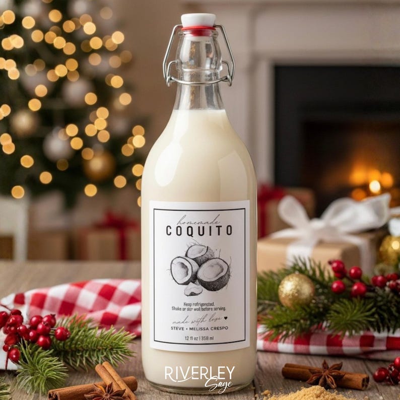Customizable Coquito Label Template in Canva, Etiqueta De Coquito ...