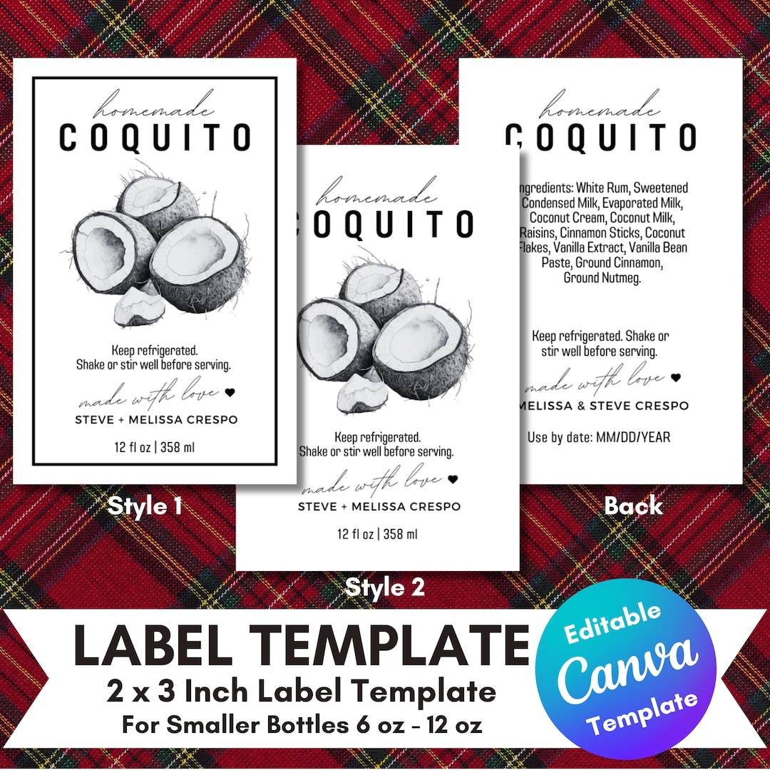 Customizable Coquito Label Template in Canva, Etiqueta De Coquito ...
