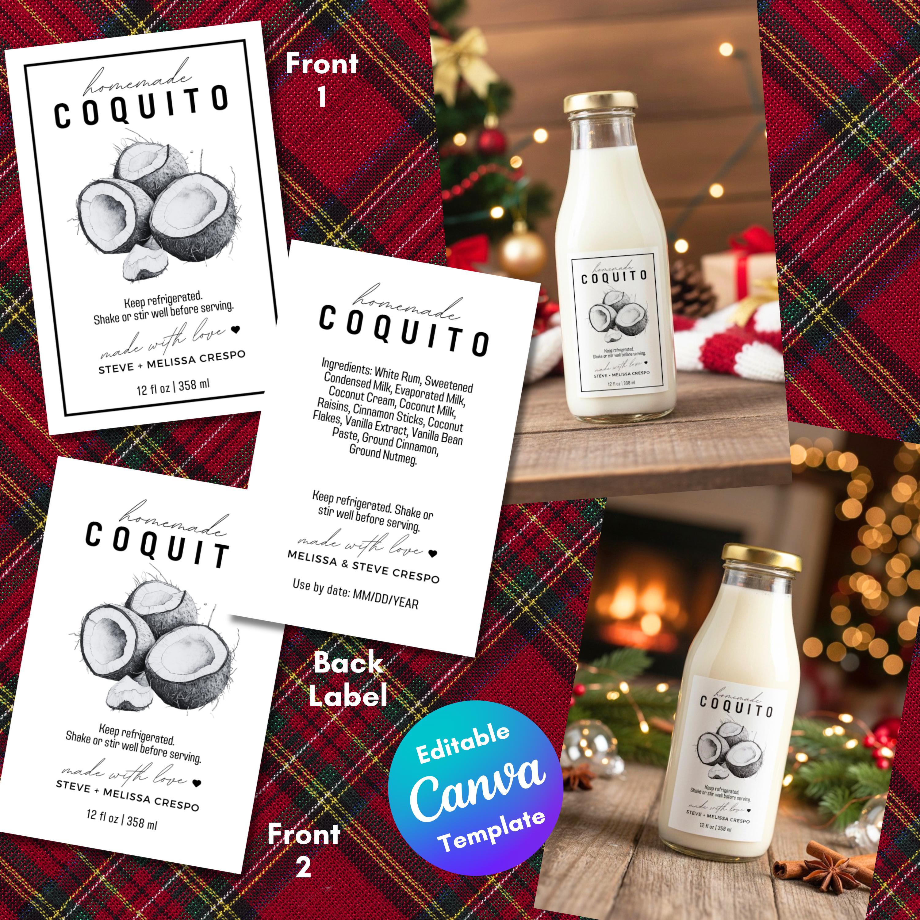 Customizable Coquito Label Template in Canva, Etiqueta De Coquito ...