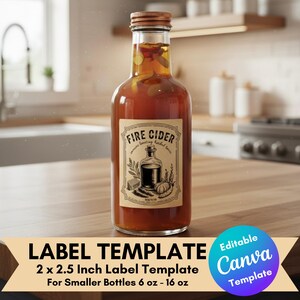 Fire Cider Label Template, Front & Back, 2 X 2.5 Inch Editable Canva ...