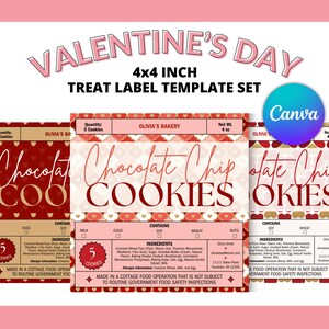 Valentine’s Day Editable Treat Label Templates, 4x4 Inch Canva ...