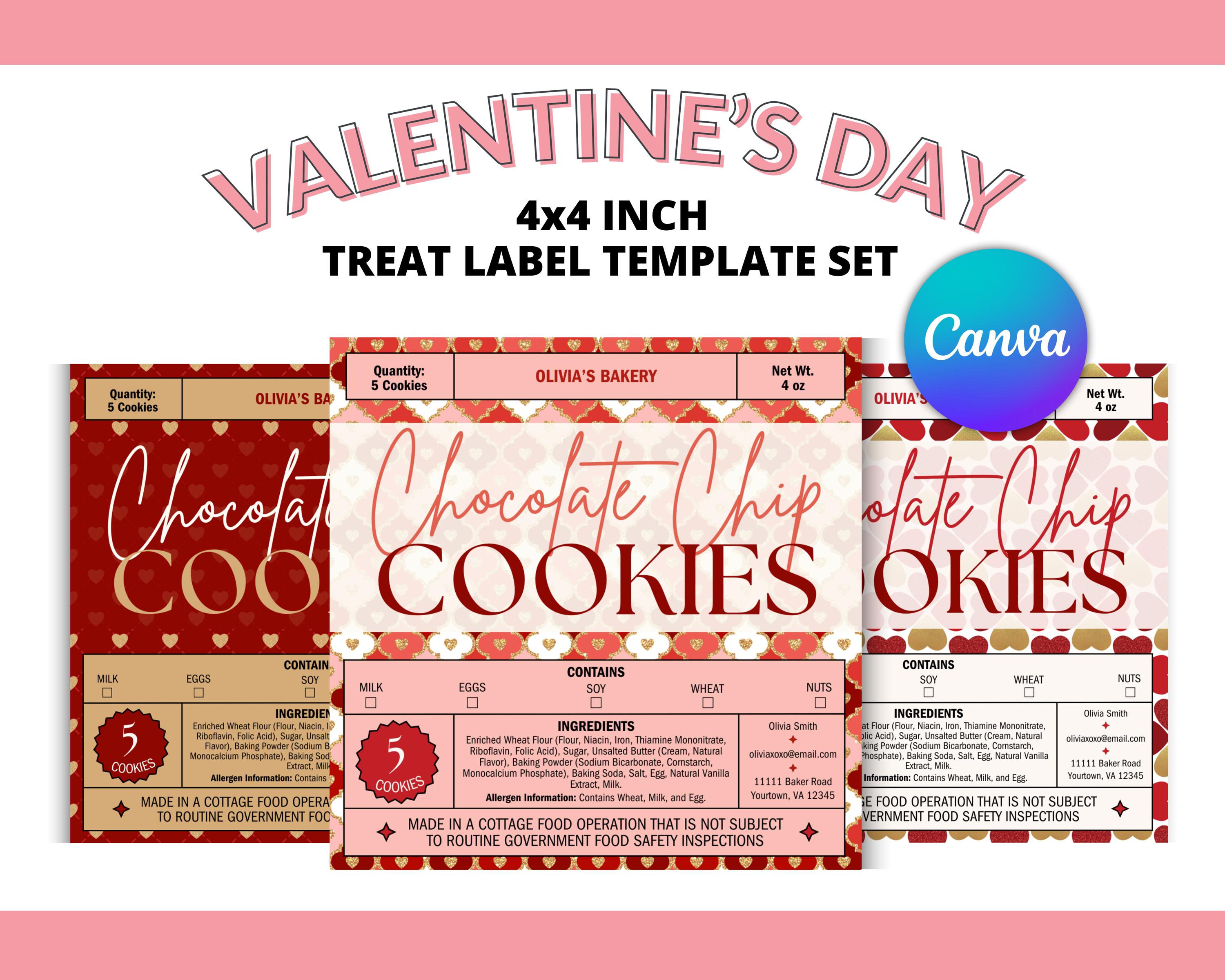 Valentine’s Day Editable Treat Label Templates, 4x4 Inch Canva ...