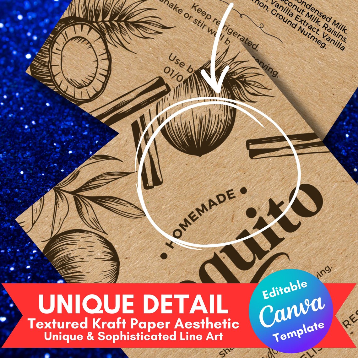 Editable Coquito Label Template - Natural Kraft Aesthetic, 4 X 6 Inch ...