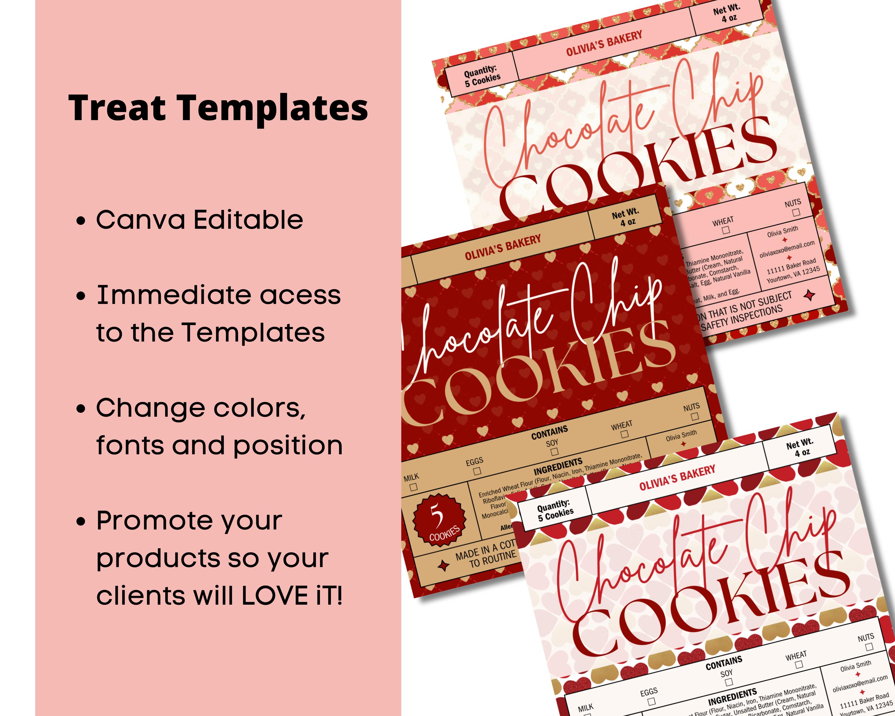 Valentine’s Day Editable Treat Label Templates, 4x4 Inch Canva ...