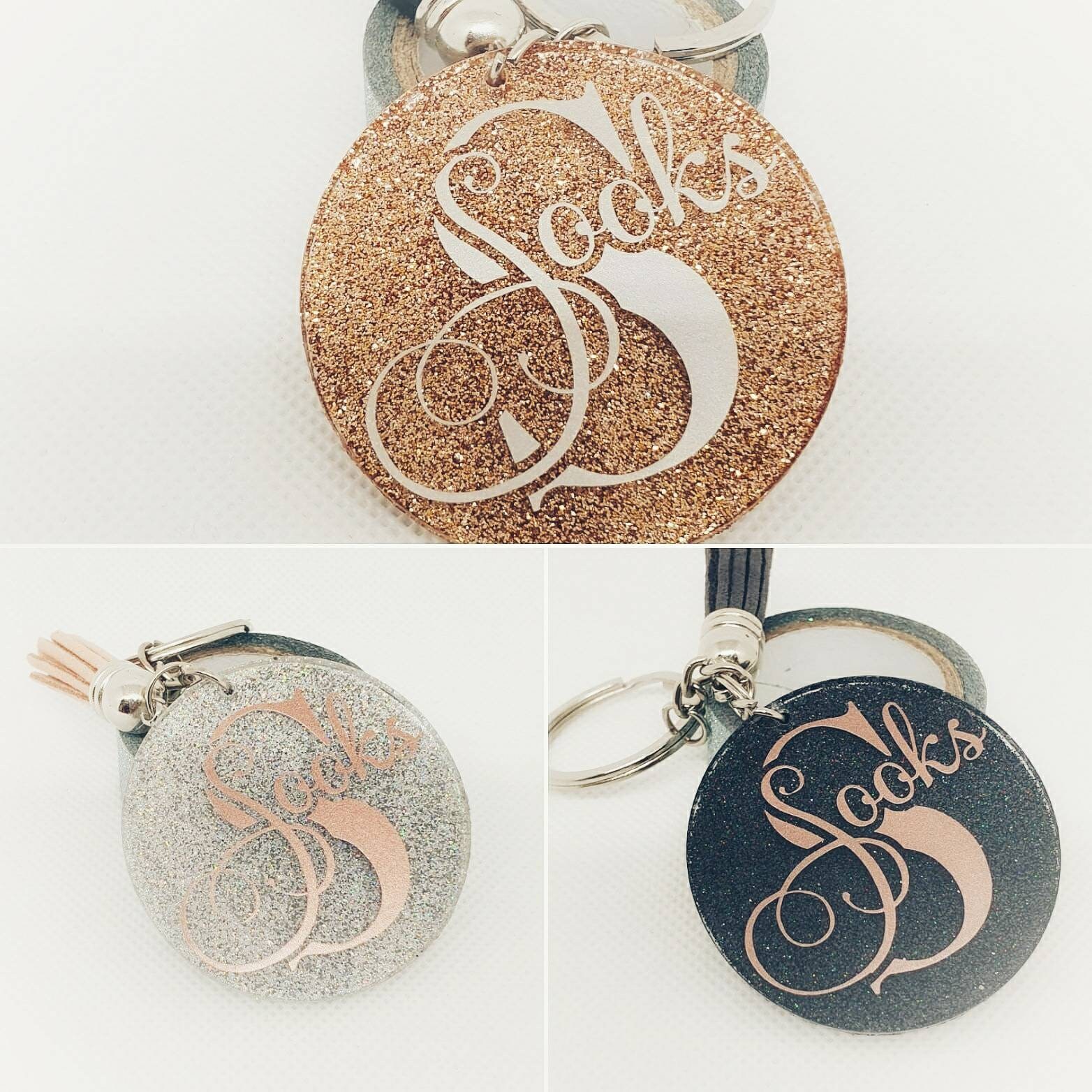 Personalised Glitter Keyring With Leather Tassel - Etsy UK