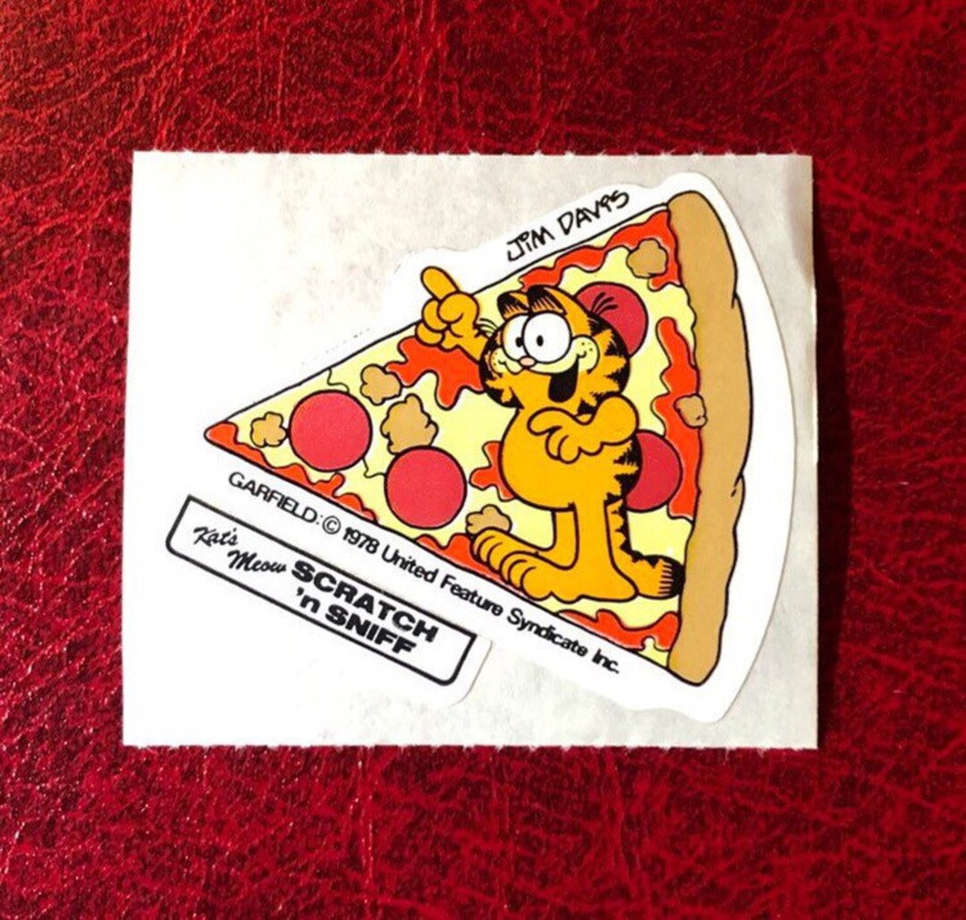 Vintage Garfield Diecut 80s Scratch and Sniff Sticker - Pizza-great ...