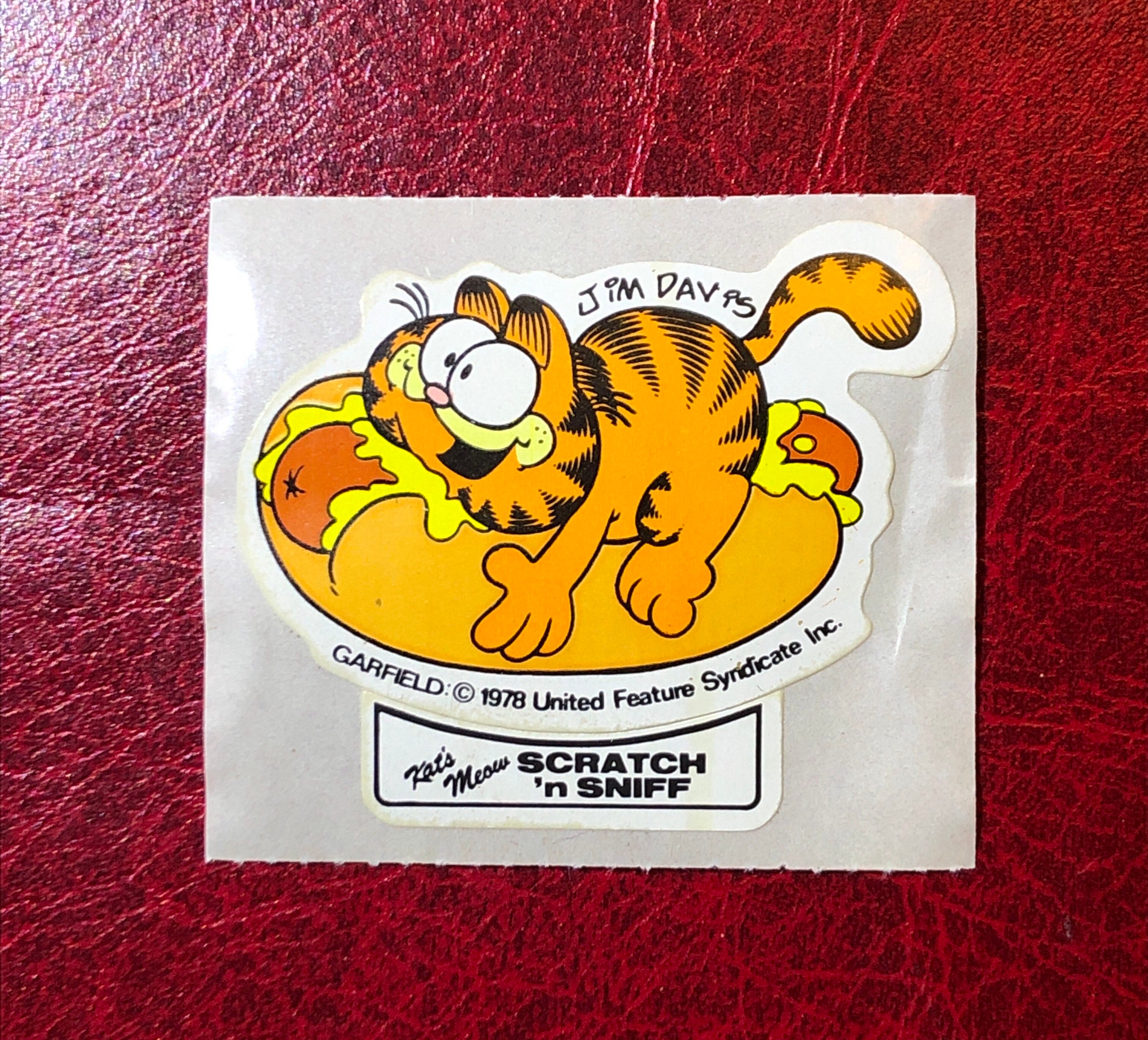 Vintage Garfield Diecut 80s Scratch and Sniff Sticker - Mustard -good ...