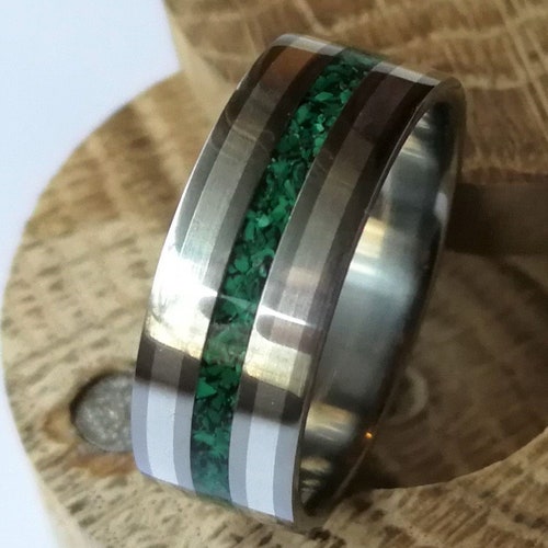 Unique Handmade Titanium Ring With Double Purple Jade and - Etsy