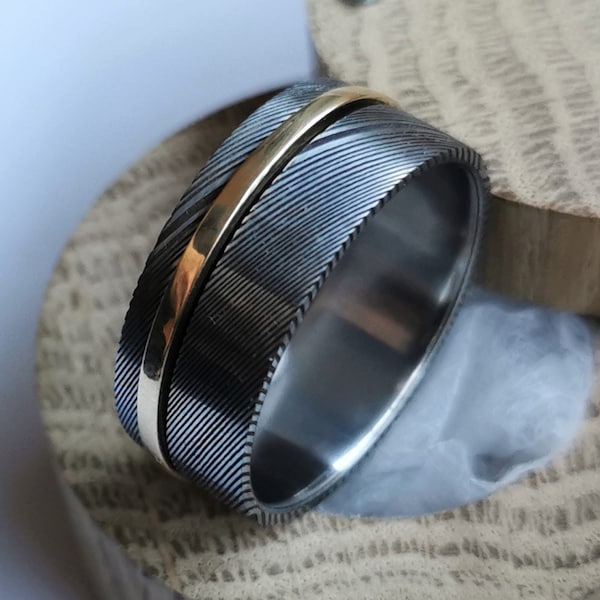 Titanium Damascus Ring - Etsy