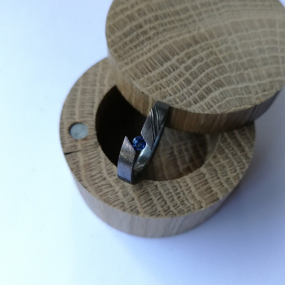 Unique Handmade Stainless Damascus Steel Tension Ring With Round ...