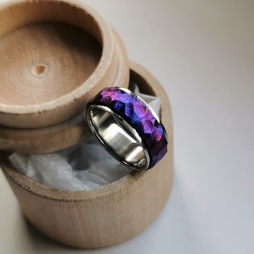 Titanium Spinner Ring "the Void". Anodized. Handmade and Customizable ...