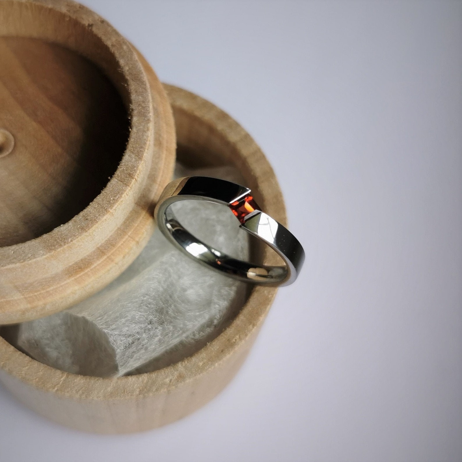 Unique Handmade Polished Titanium Tension Ring With Princess Cut Stone ...