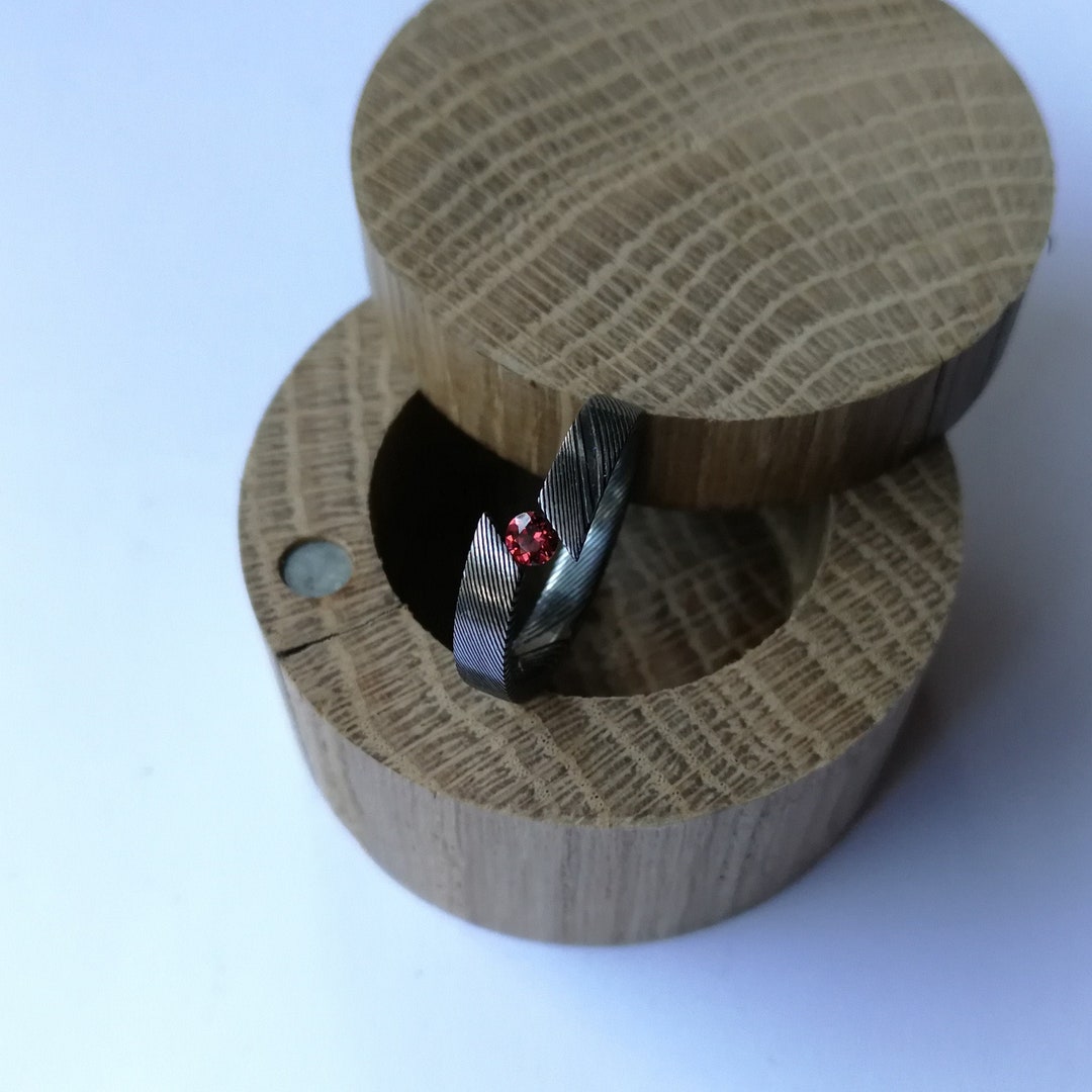 Unique Handmade Stainless Damascus Steel Tension Ring With Round ...