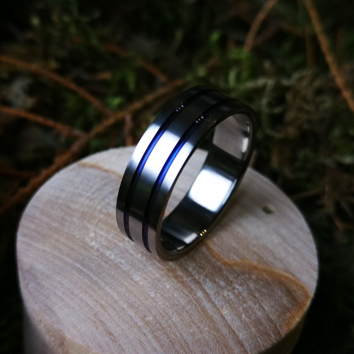 Unique Handmade Titanium Ring With Anodized Channels. - Etsy