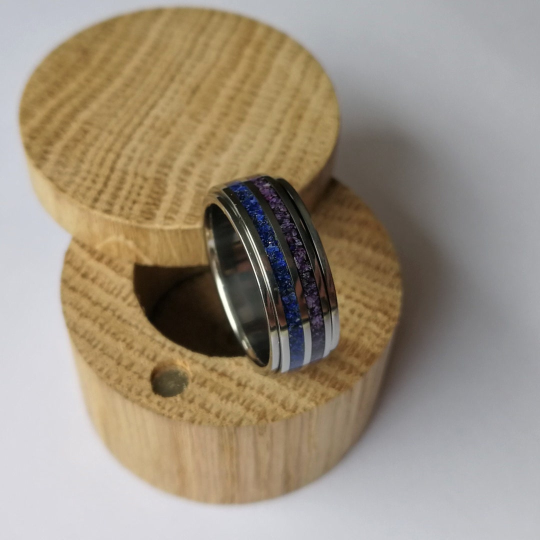 Unique Handmade Titanium Spinner Ring "inner Space". Lapis Lazuli and ...