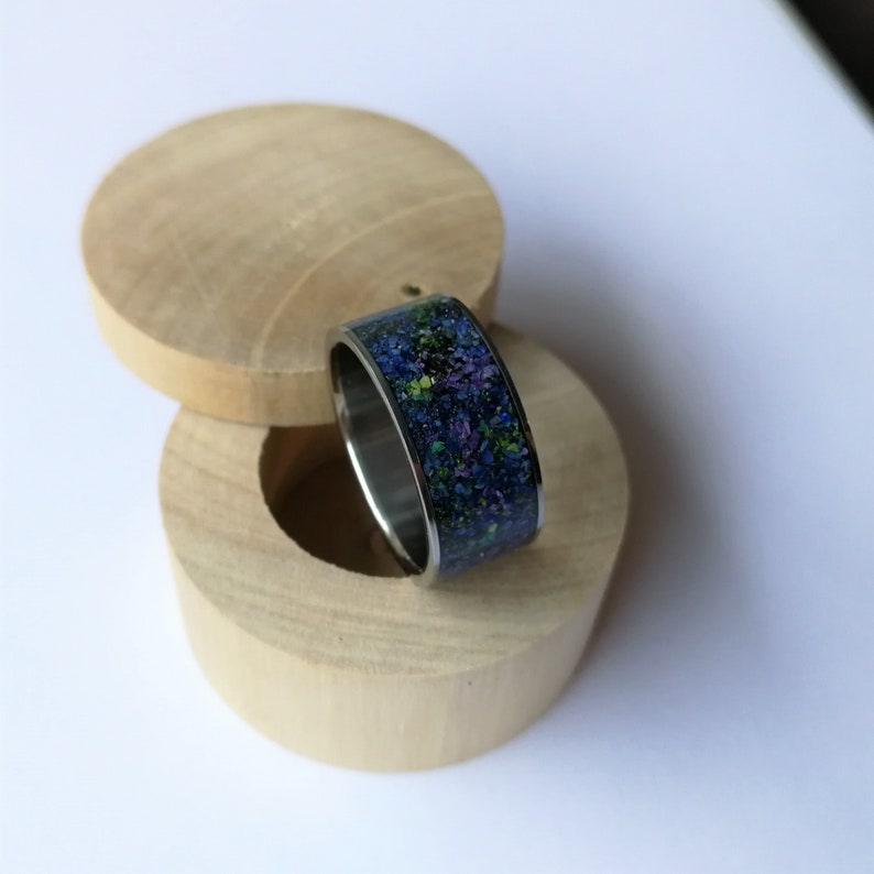 Unique handmade titanium ring Nebula | Etsy
