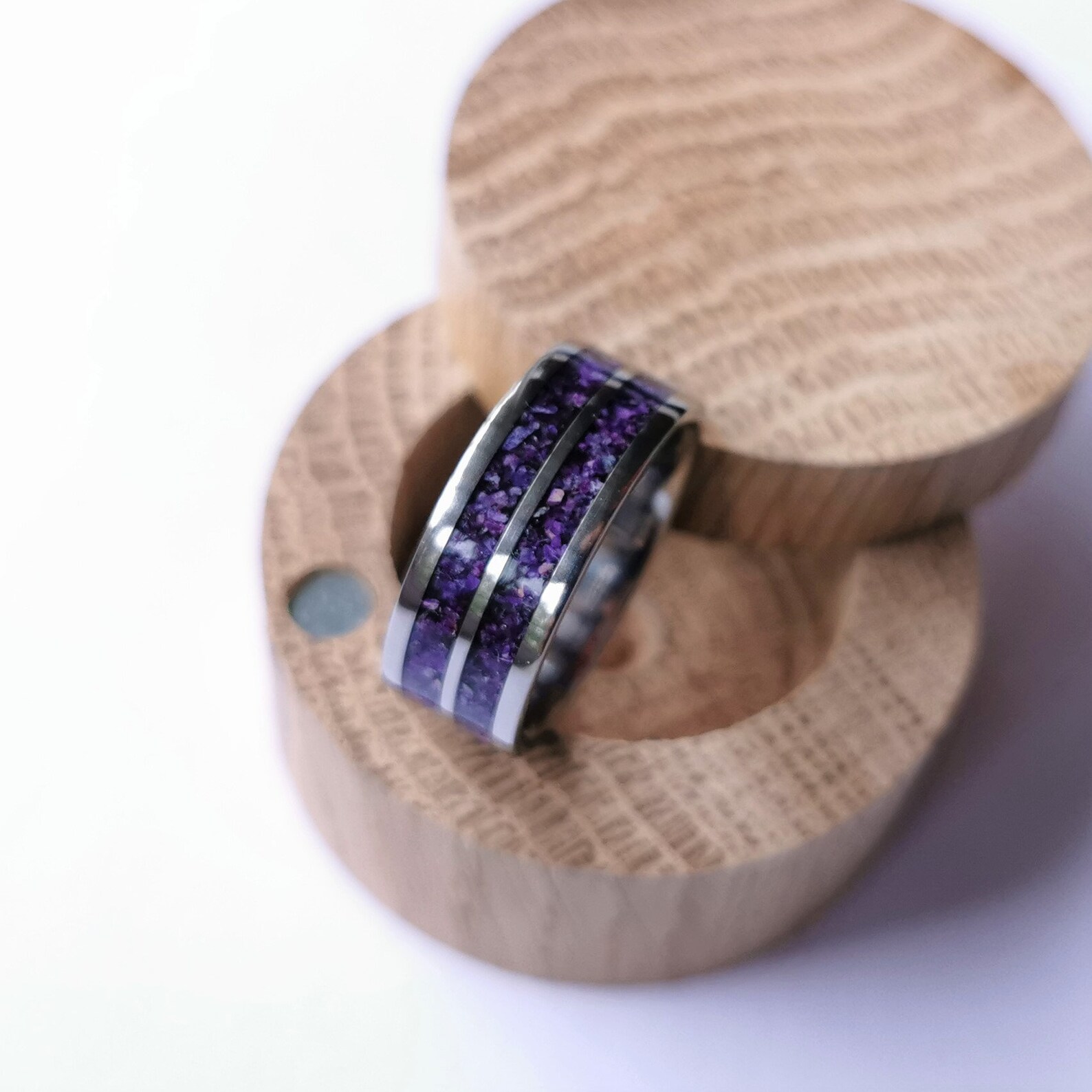 Unique Handmade Titanium Ring With Double Purple Jade and Amethyst ...