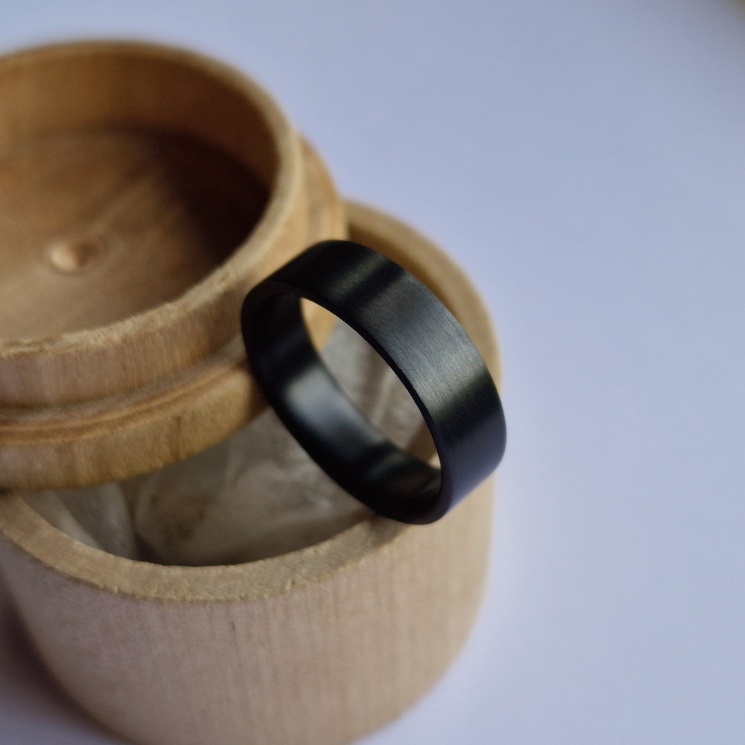 Handmade Black Zirconium Wedding Band: Hypoallergenic Minimalist Ring ...