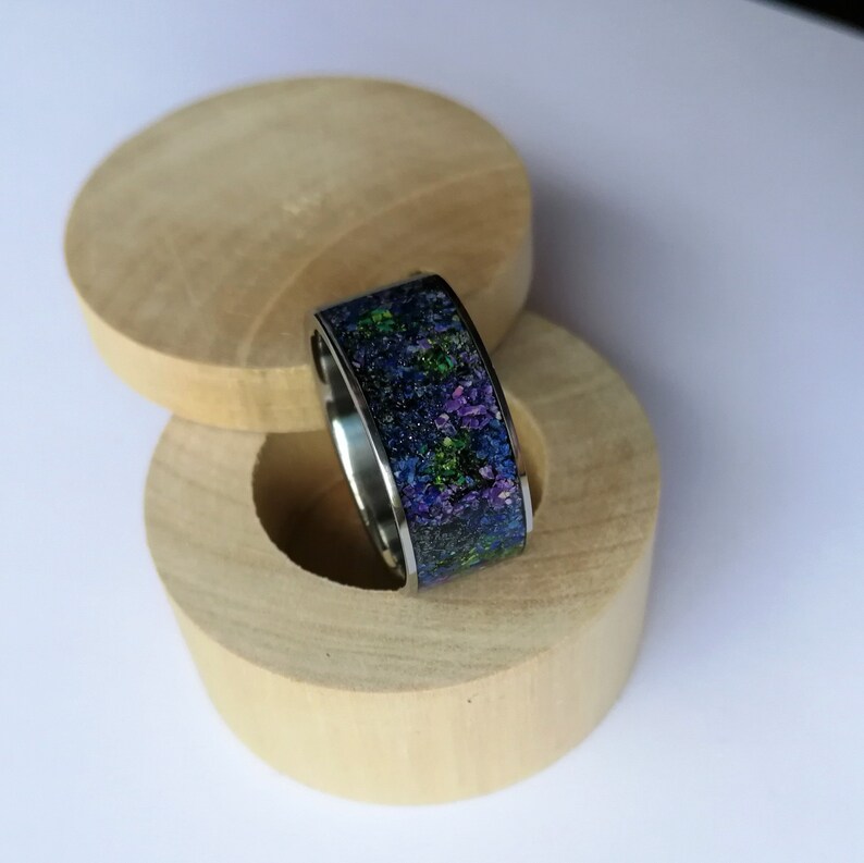 Unique handmade titanium ring Nebula | Etsy