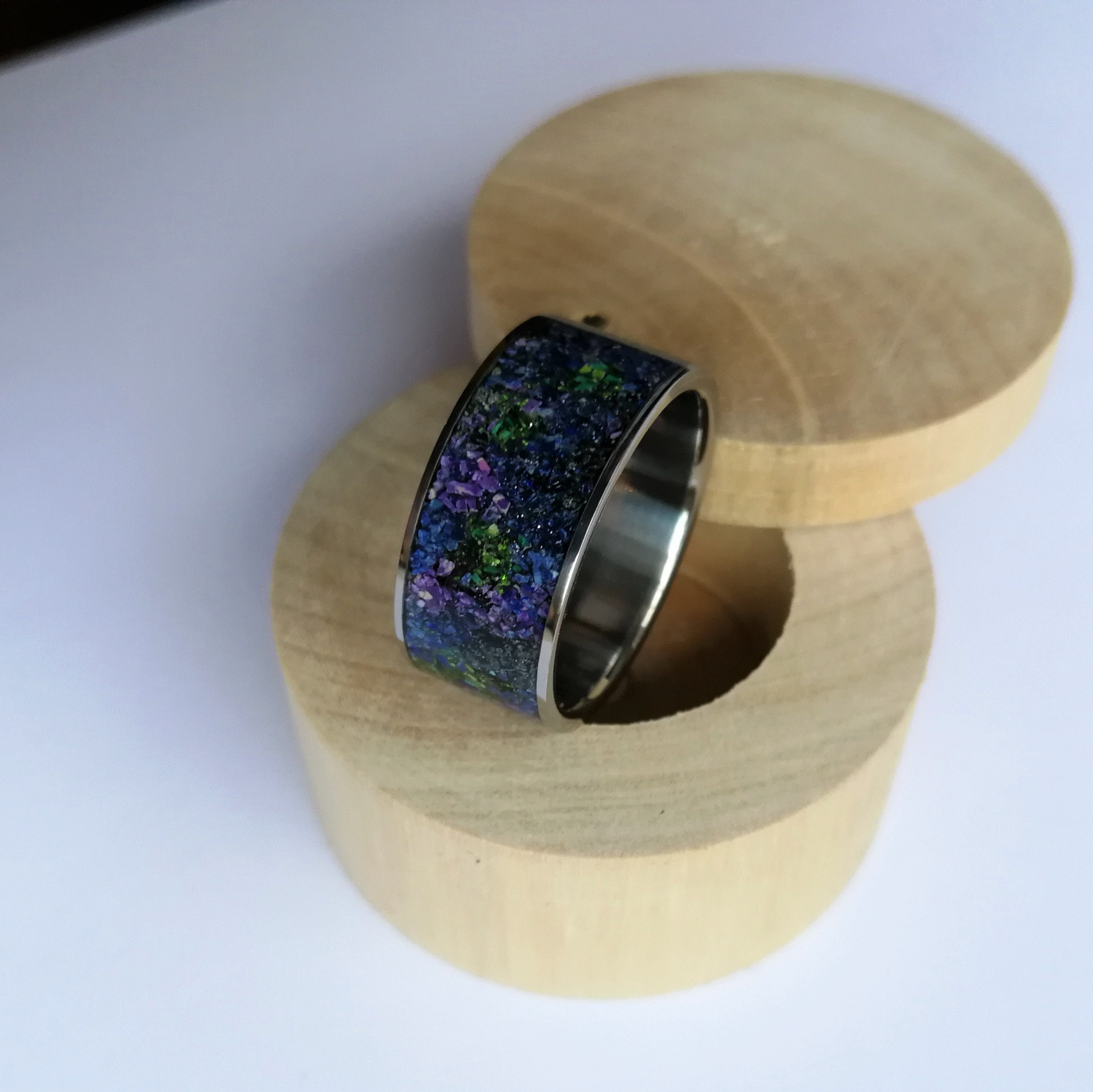 Unique handmade titanium ring Nebula | Etsy