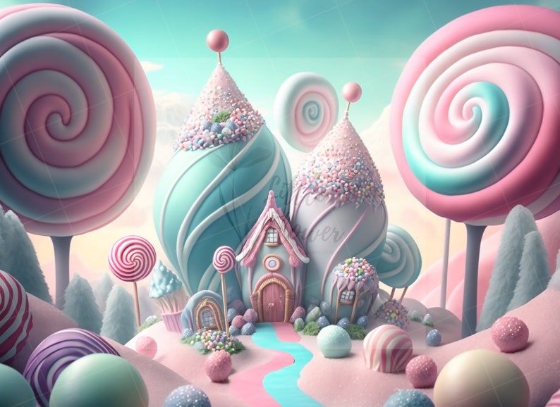 Candy World Digital AI Backdrop Pack Baby Portrait Photography Overlay ...